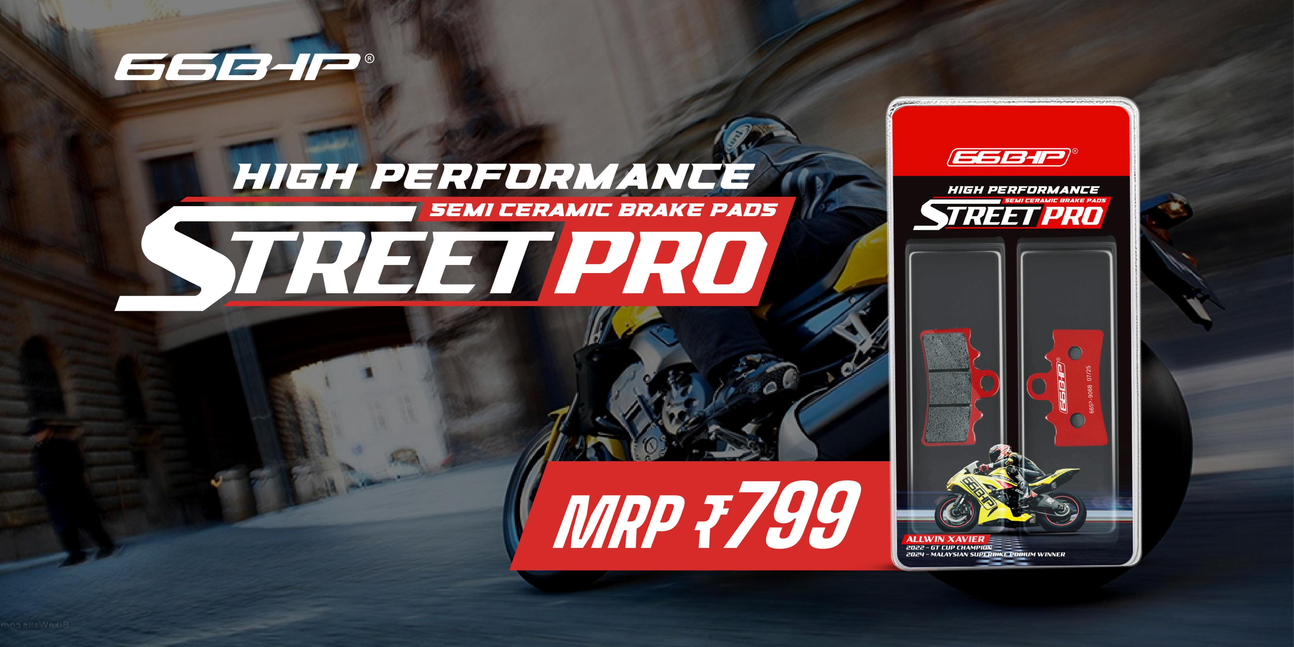 66BHP Street Pro Brake Pads – Semi Ceramic Performance – 66Bhp