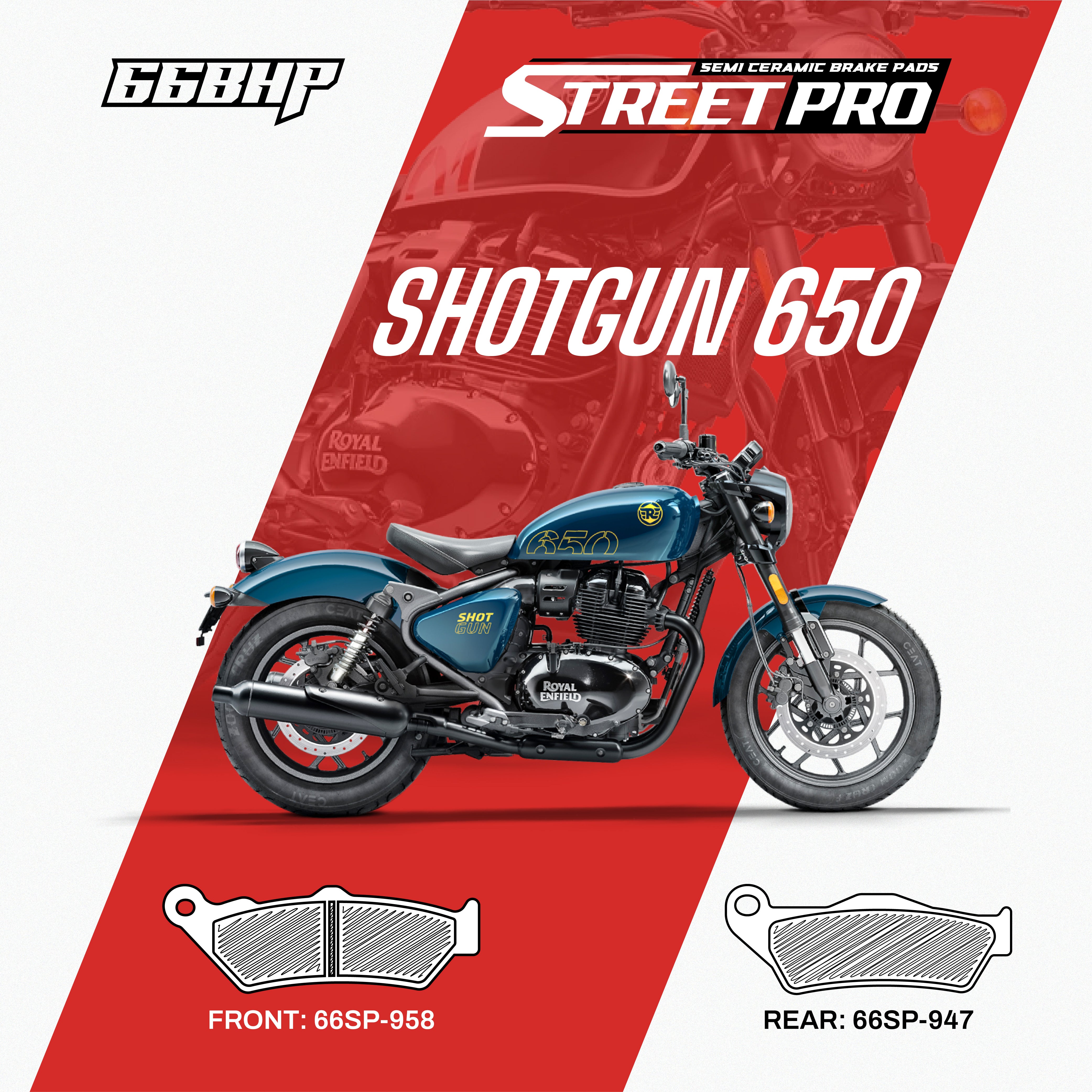 Royal Enfield Shotgun 650 Street Pro Semi Ceramic Brake Pads – 66Bhp