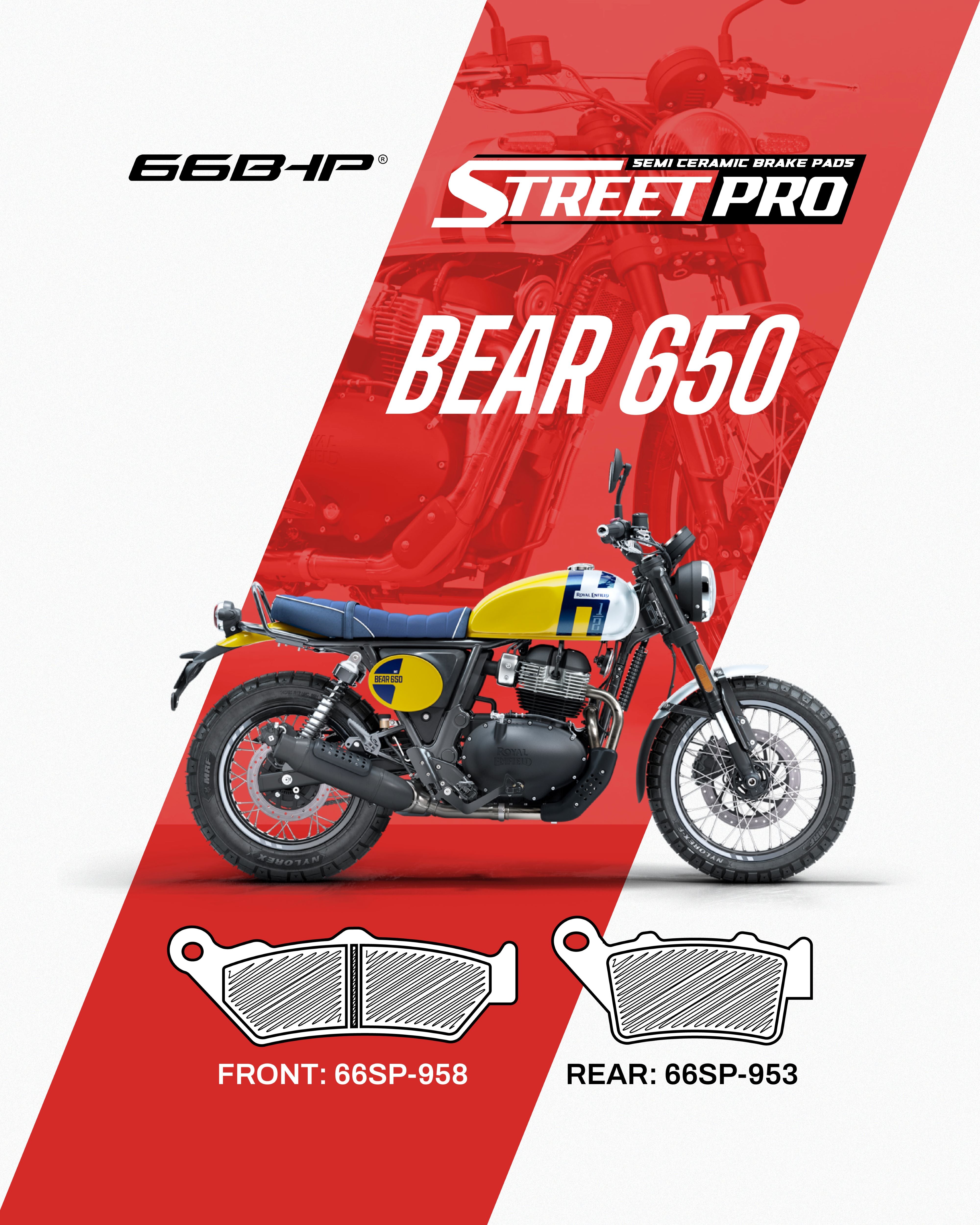 Royal Enfield Bear 650 Street Pro Semi Ceramic Brake Pads – 66Bhp