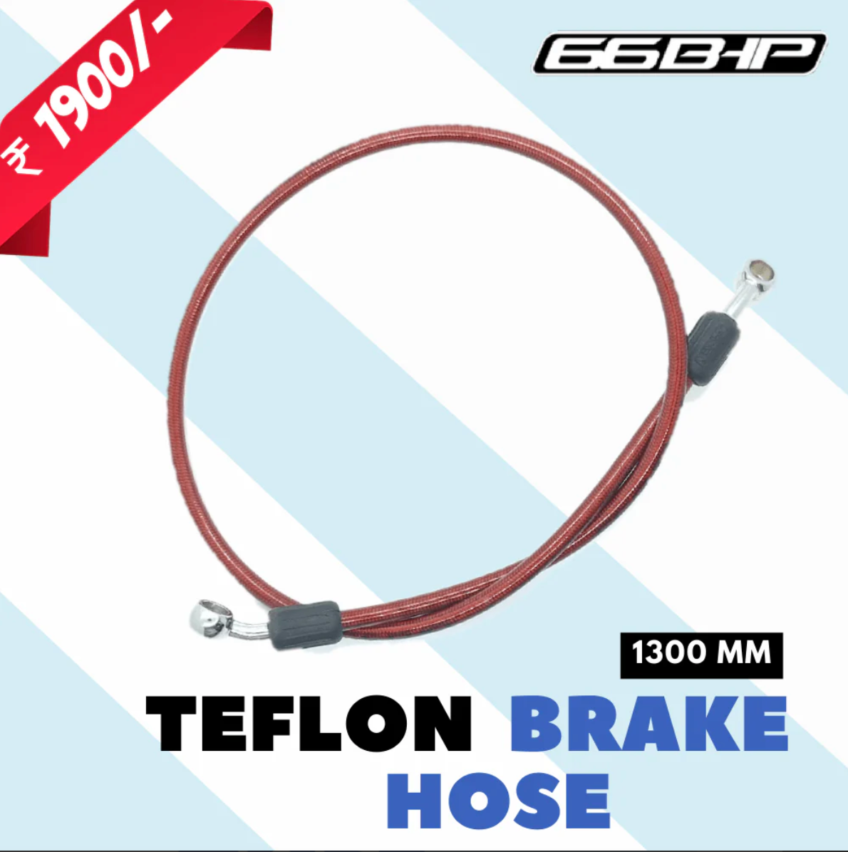 66Bhp Teflon Brake Hose 1300mm (Diken Japan) with Premium Chrome Polis