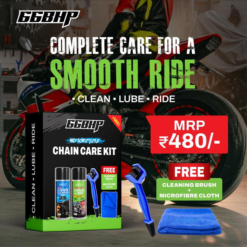 66BHP Motorcycle Chain Care Kit – Chain Cleaner, Chain Lube Spray, Cle ...