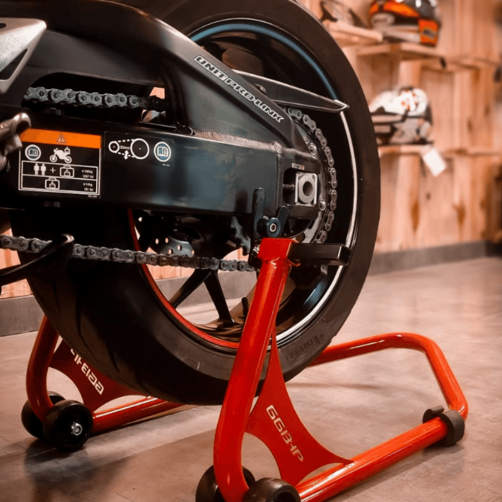 66Bhp Universal Paddock Stand – Spool Type + Swing Arm (2-in-1)